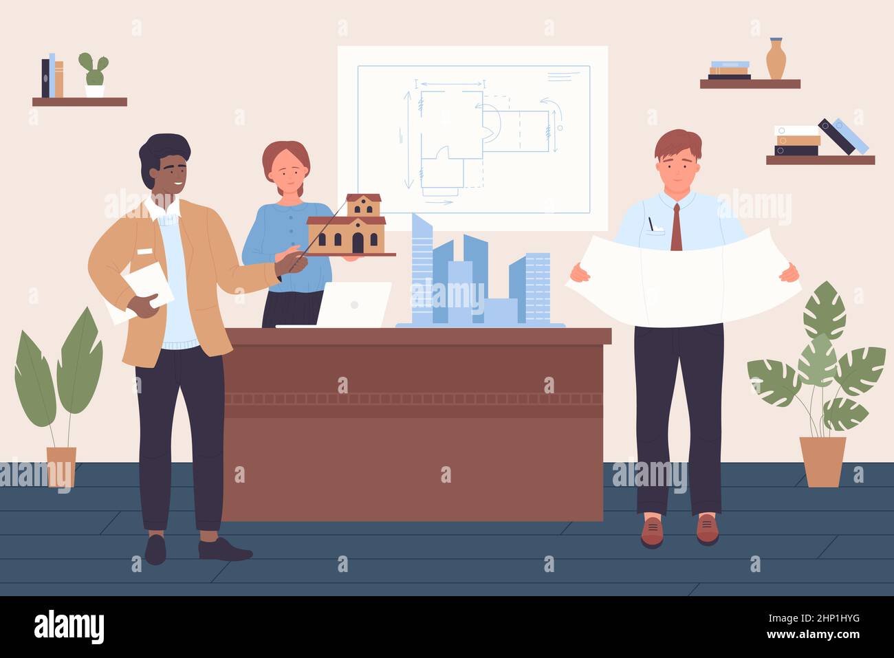 Planning future building on construction site Stock Vector Images - Alamy