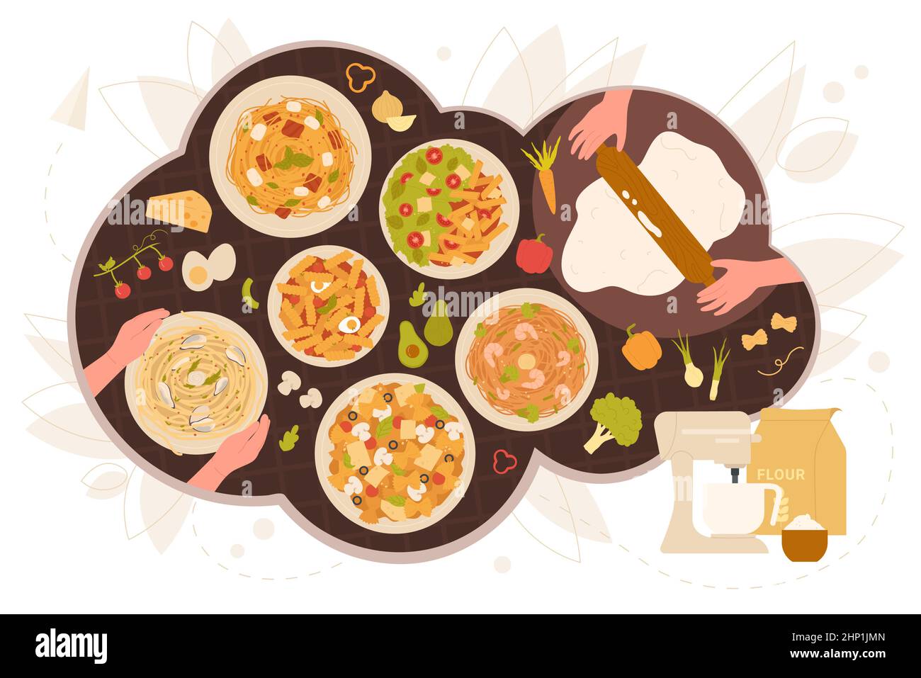 Hands serving food on table Stock Vector Images - Alamy