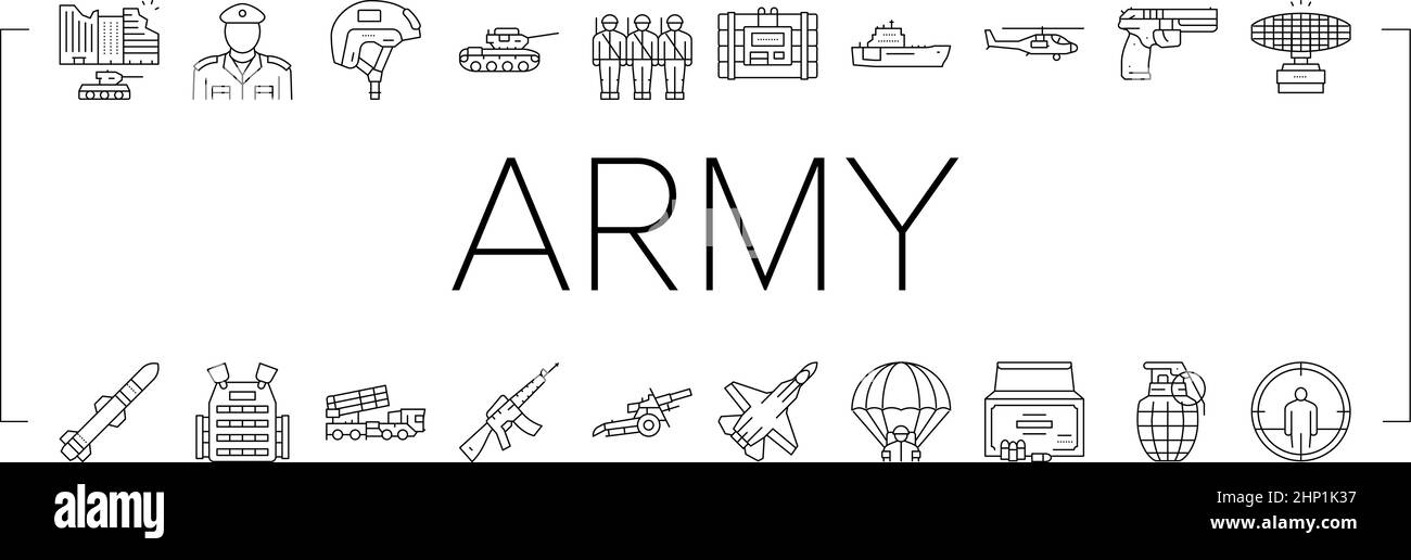 Army Soldier And War Technics Icons Set Vector Stock Vector Image & Art ...