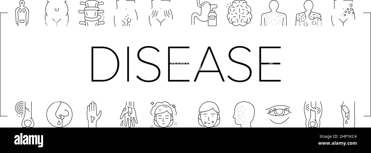 Disease Health Problem Collection Icons Set Vector Stock Vector Image ...