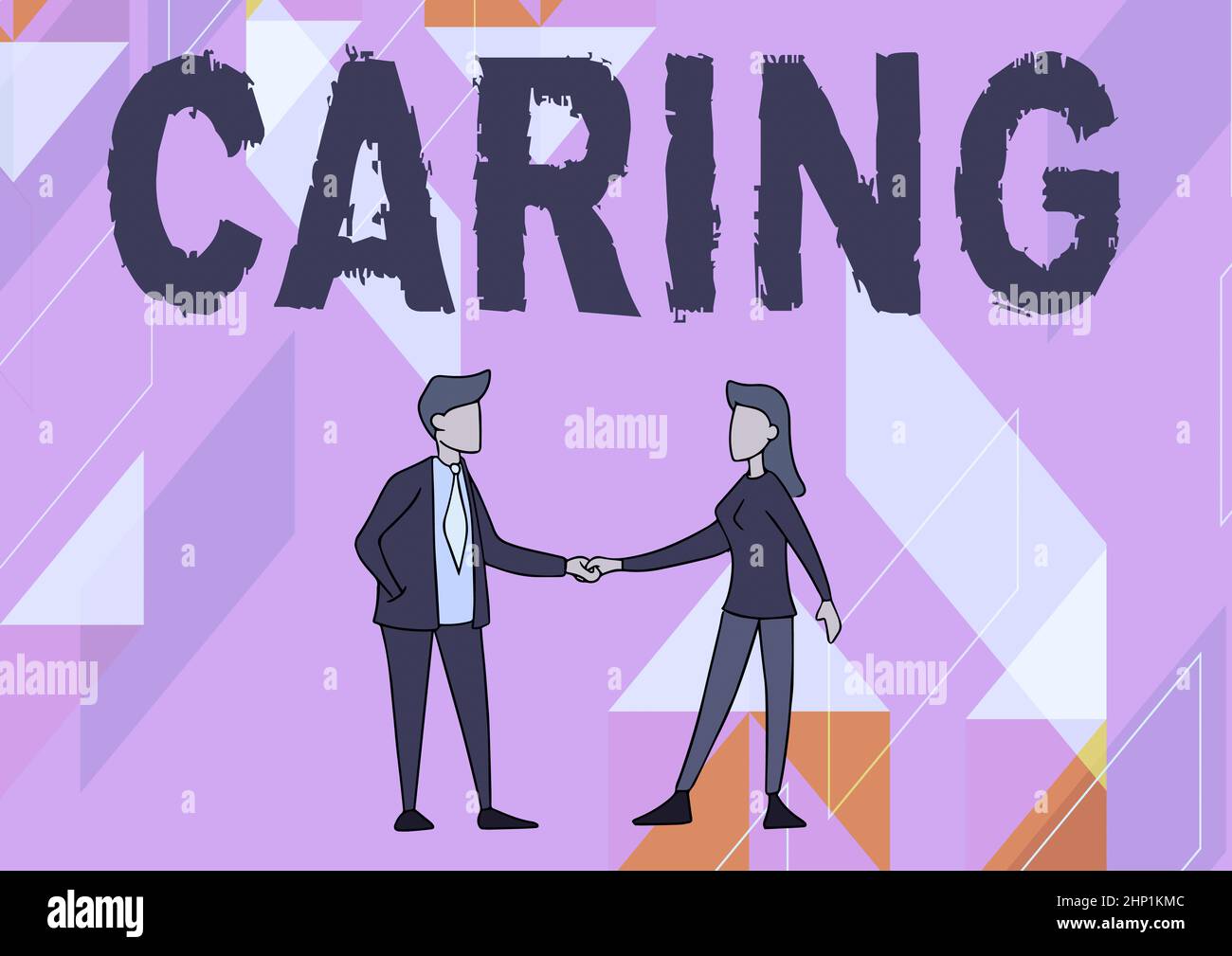 Sign displaying Caring, Business showcase practice of looking after ...