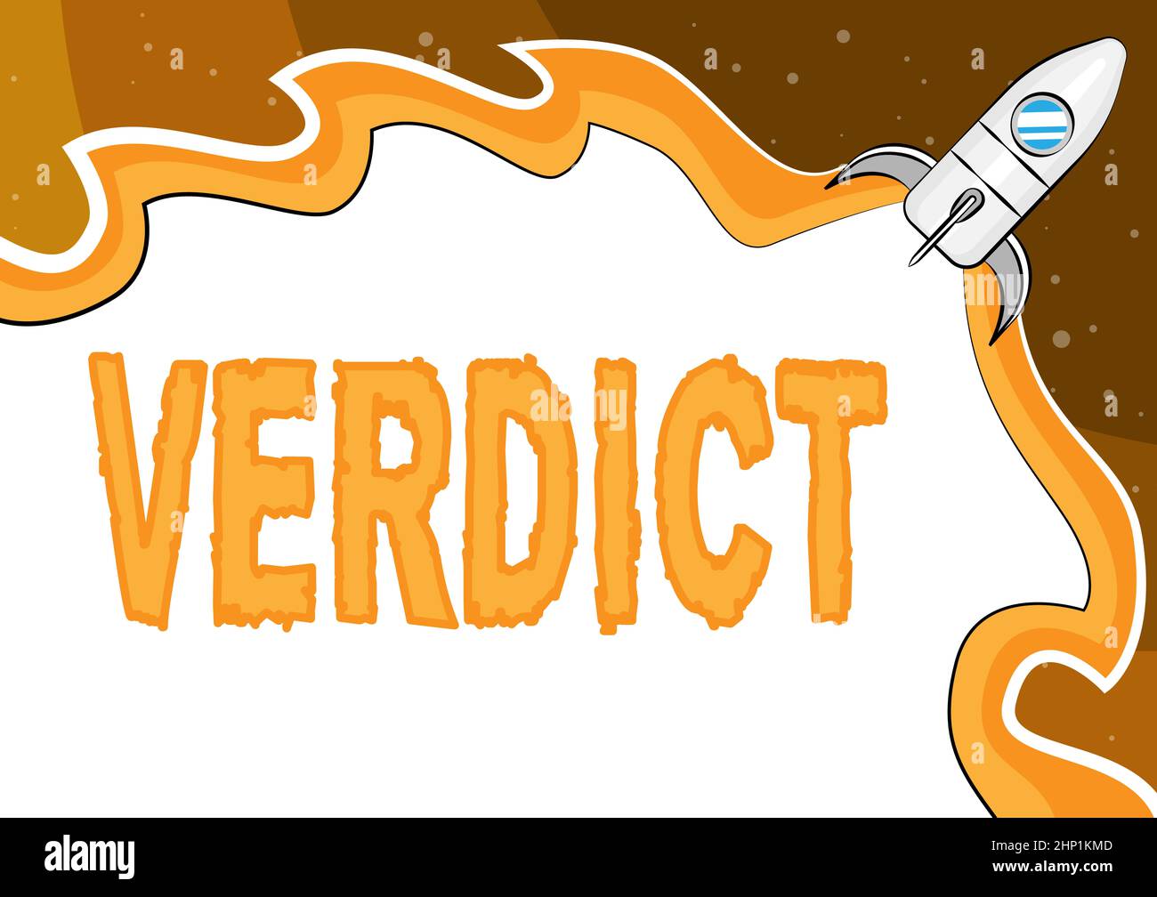 Writing displaying text Verdict, Concept meaning a decision on an issue ...