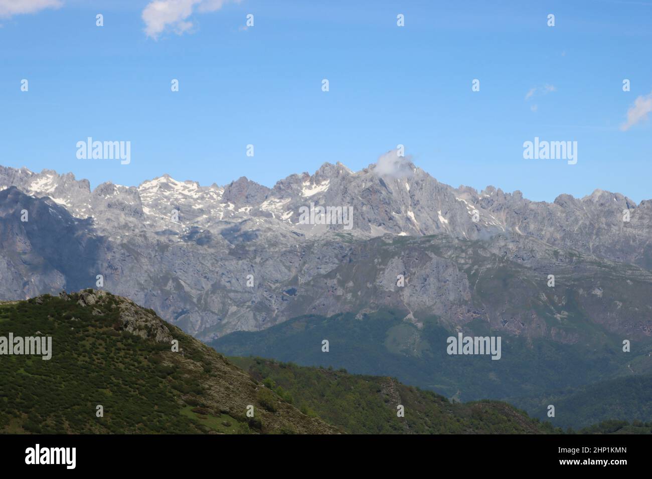 beautiful landscape of mountain ranges peaks of Europe Spain Stock ...