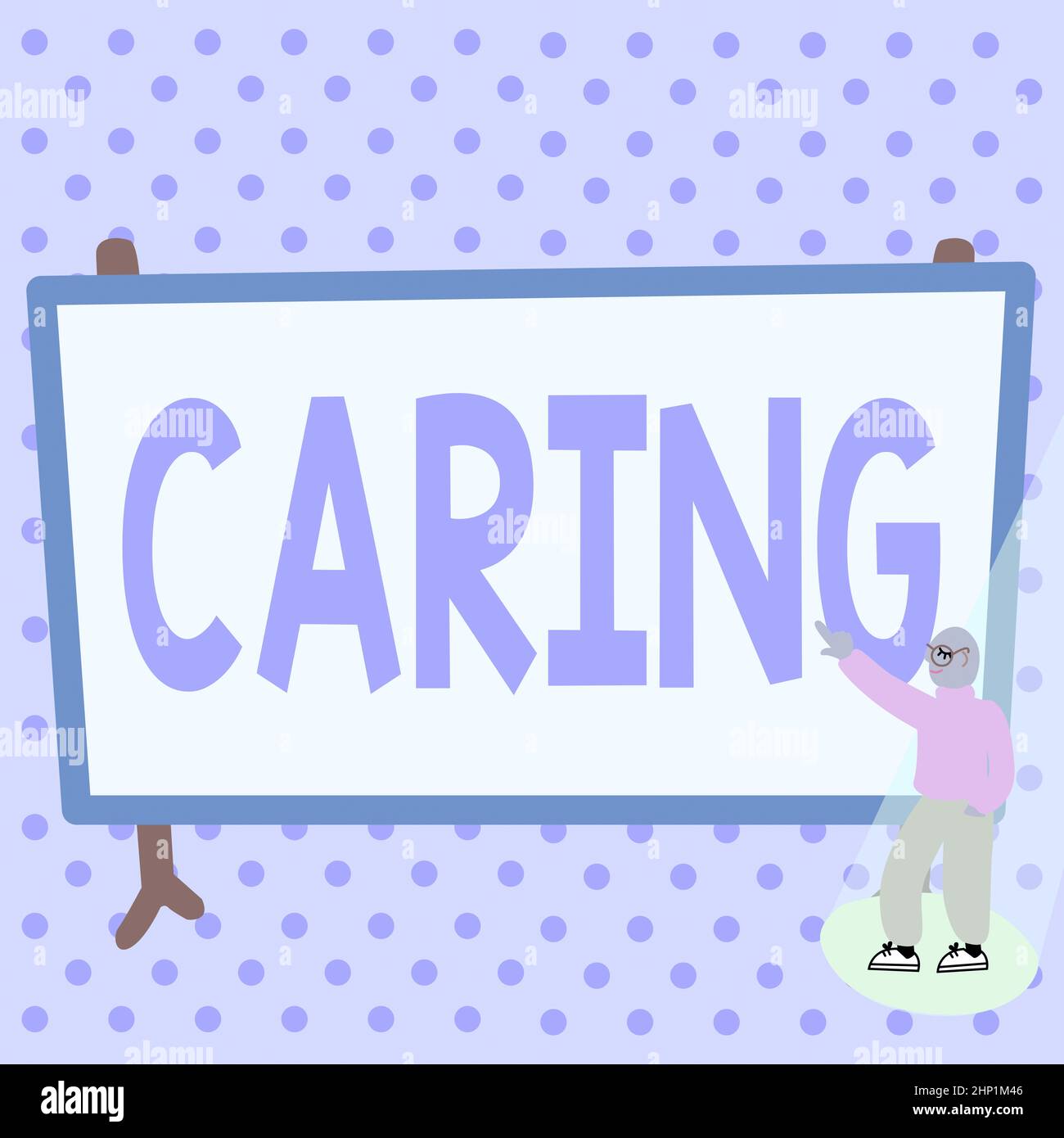 Text caption presenting Caring, Word Written on practice of looking ...