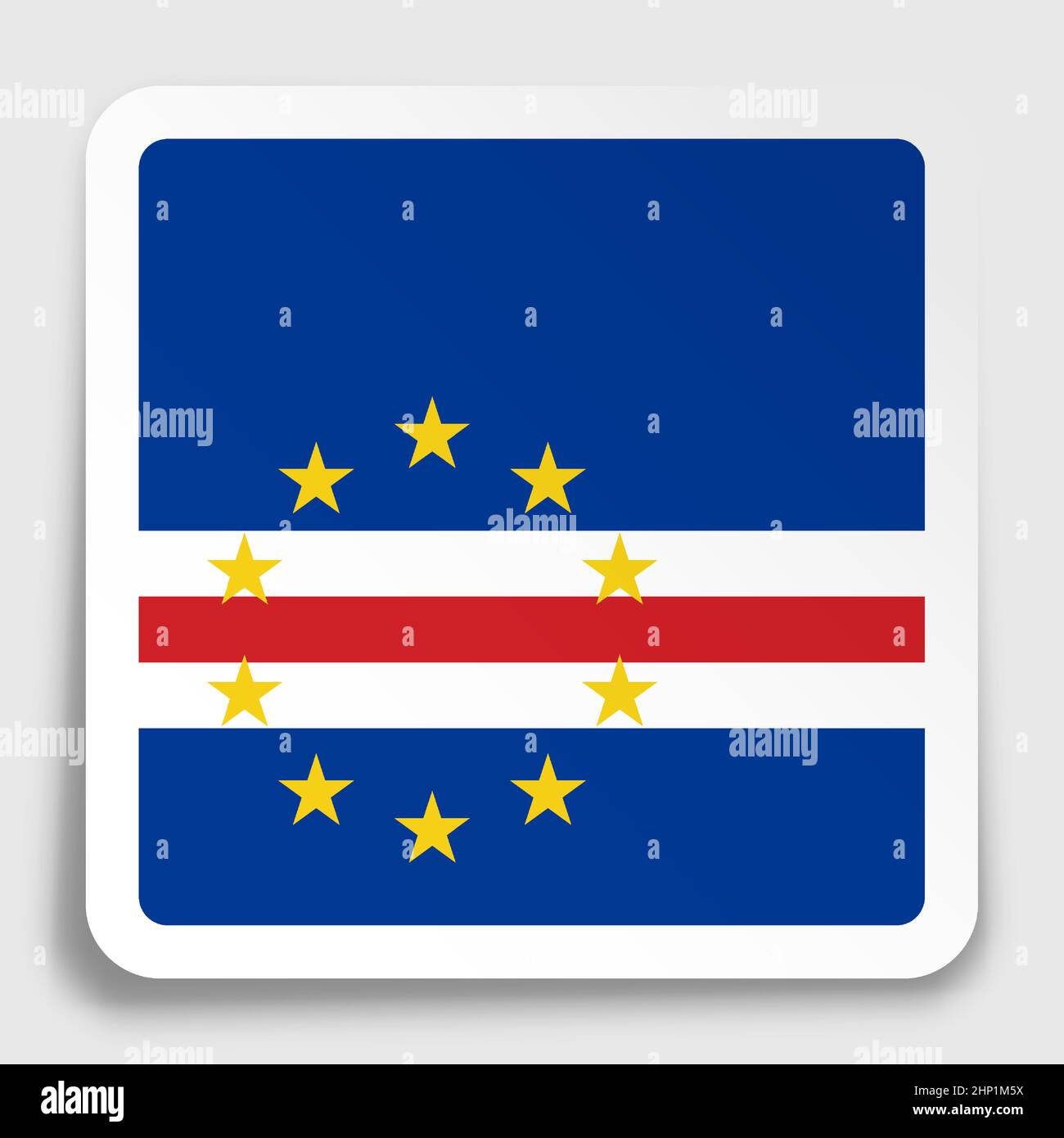 Cape Verde flag icon on paper square sticker with shadow. Button for ...
