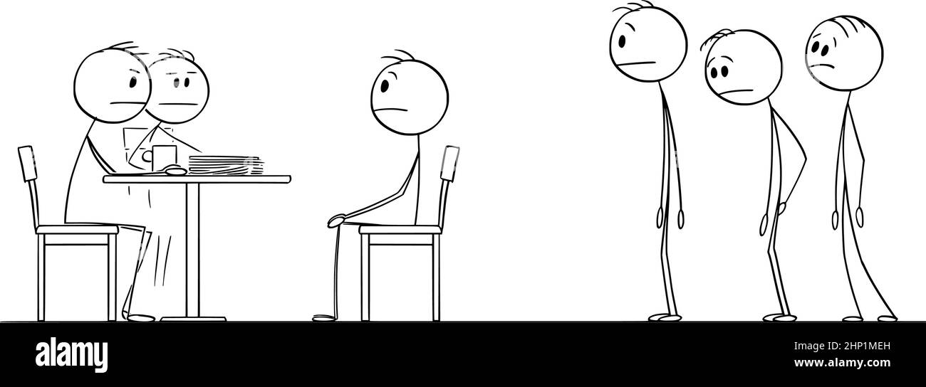 Person on Job Interview or Student on Examination, Vector Cartoon Stick ...