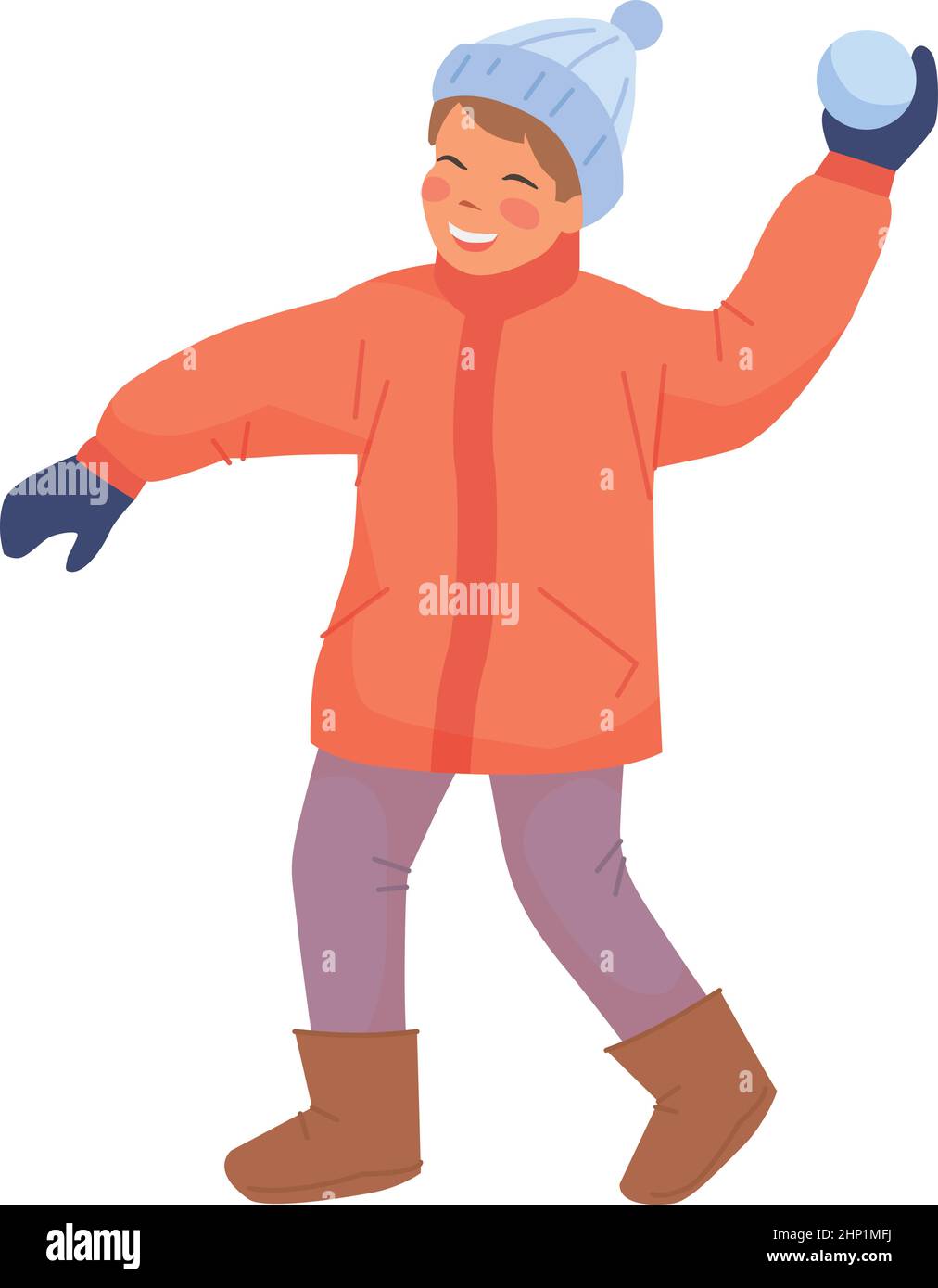 Boy throwing snowball cartoon illustration hi-res stock photography and ...