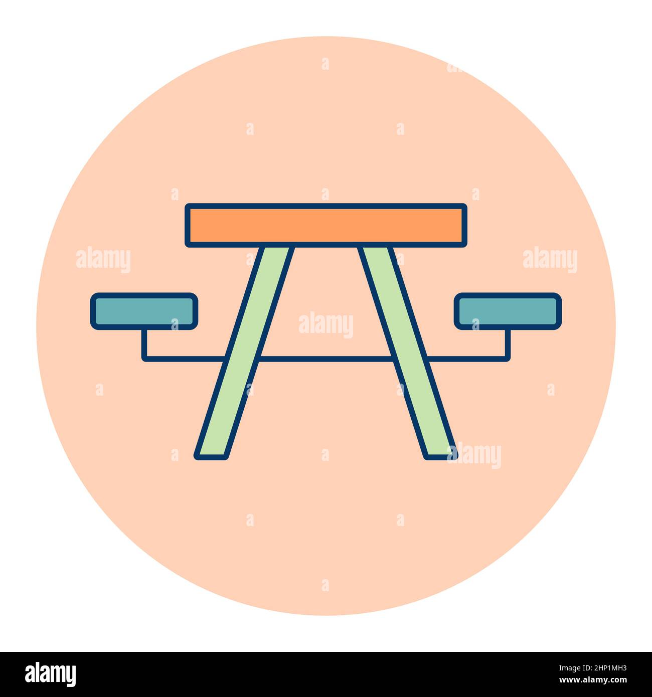 Camping table wooden park bench vector isolated icon. Graph symbol for ...