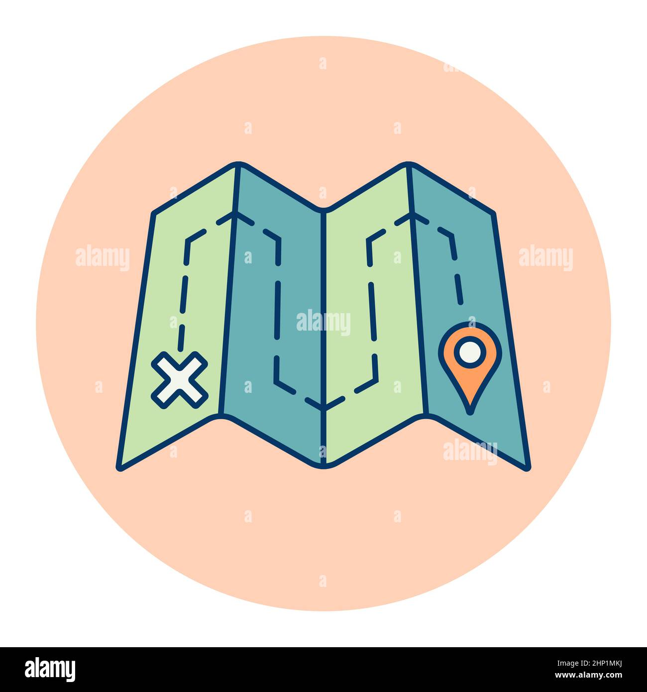 Map with route vector isolated icon. Navigation sign. Graph symbol for ...