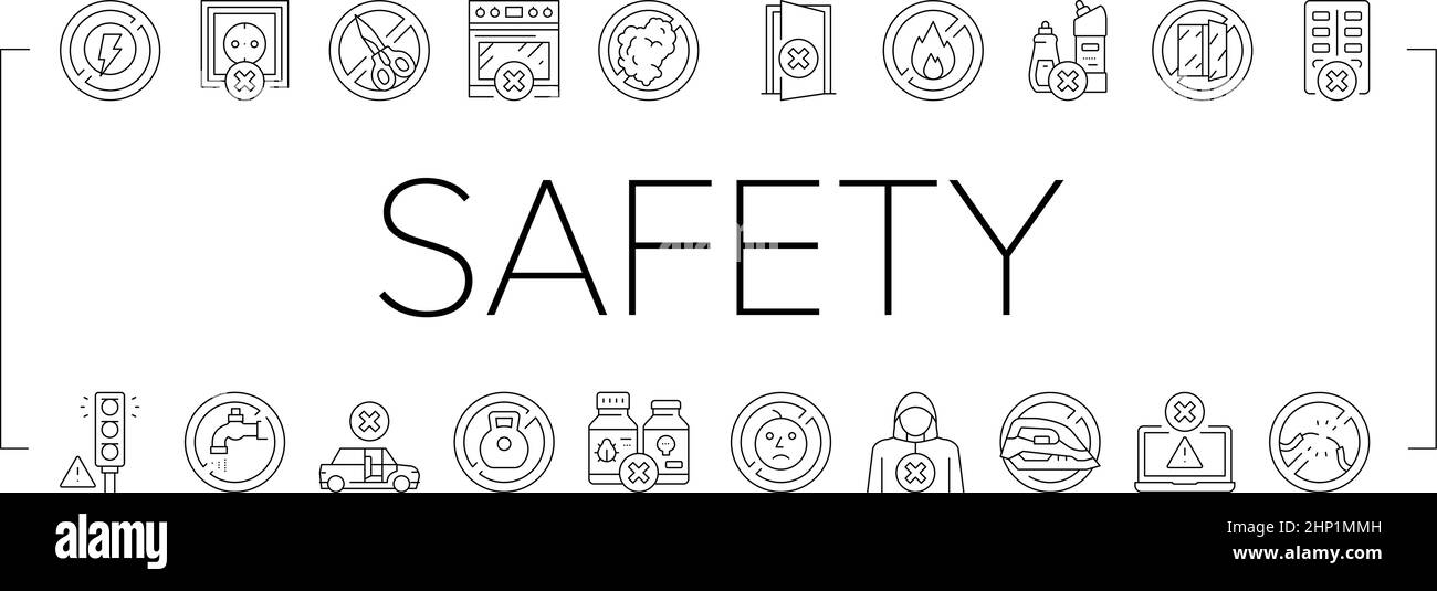 Child Life Safety Collection Icons Set Vector Stock Vector Image & Art ...
