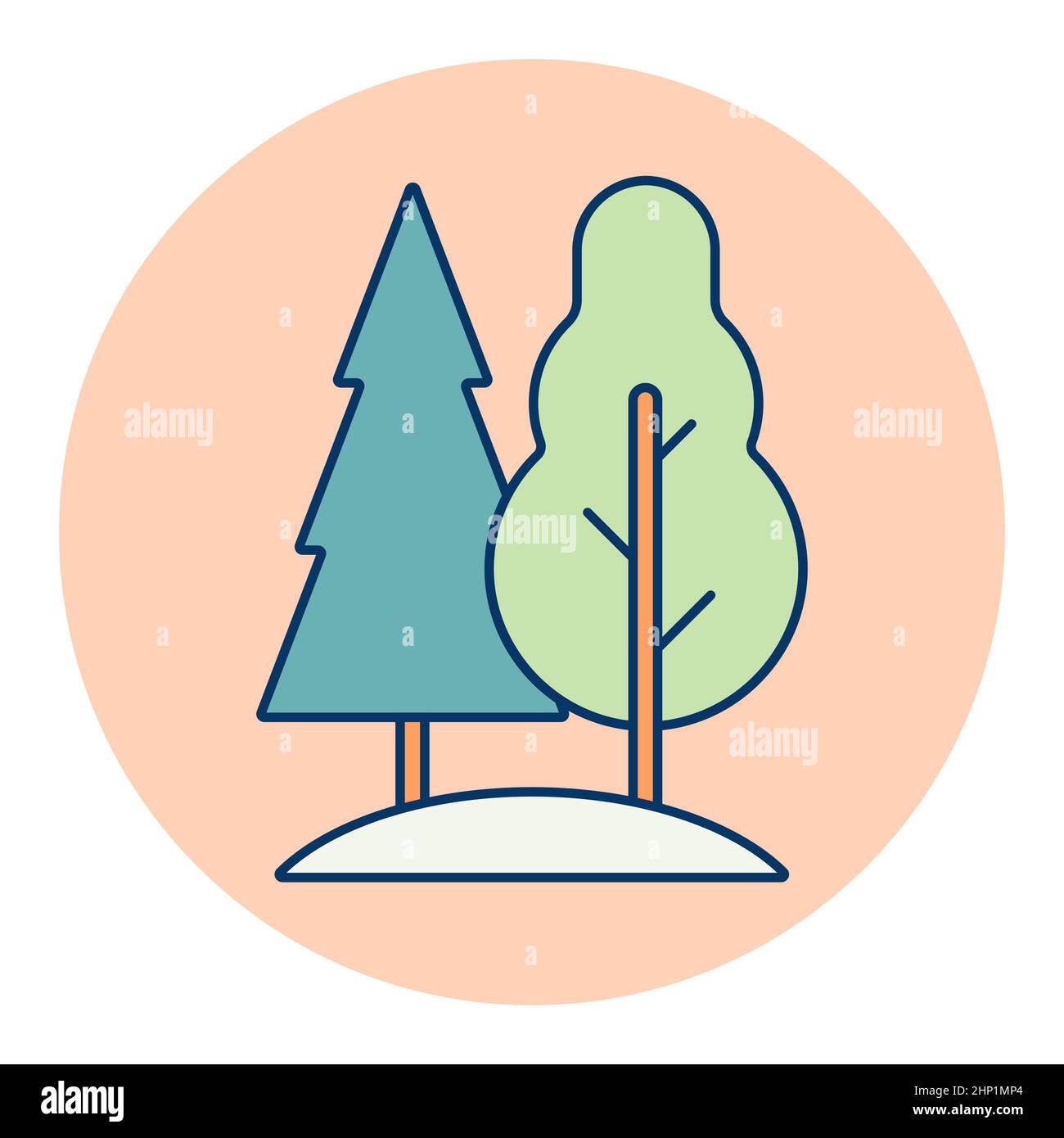 Deciduous and conifer forest vector isolated icon. Nature sign. Graph ...