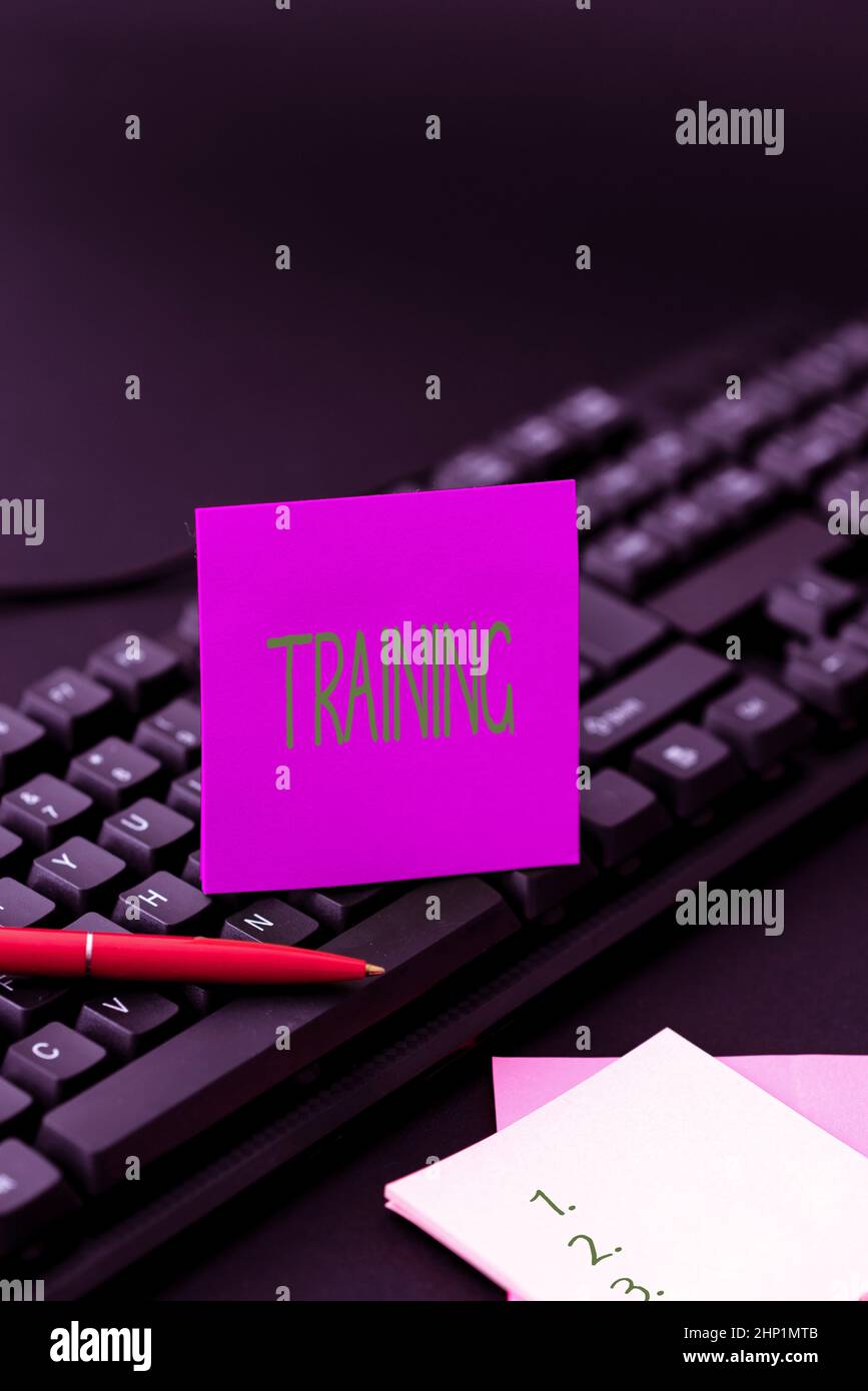 Text sign showing Training, Concept meaning action of teaching person ...