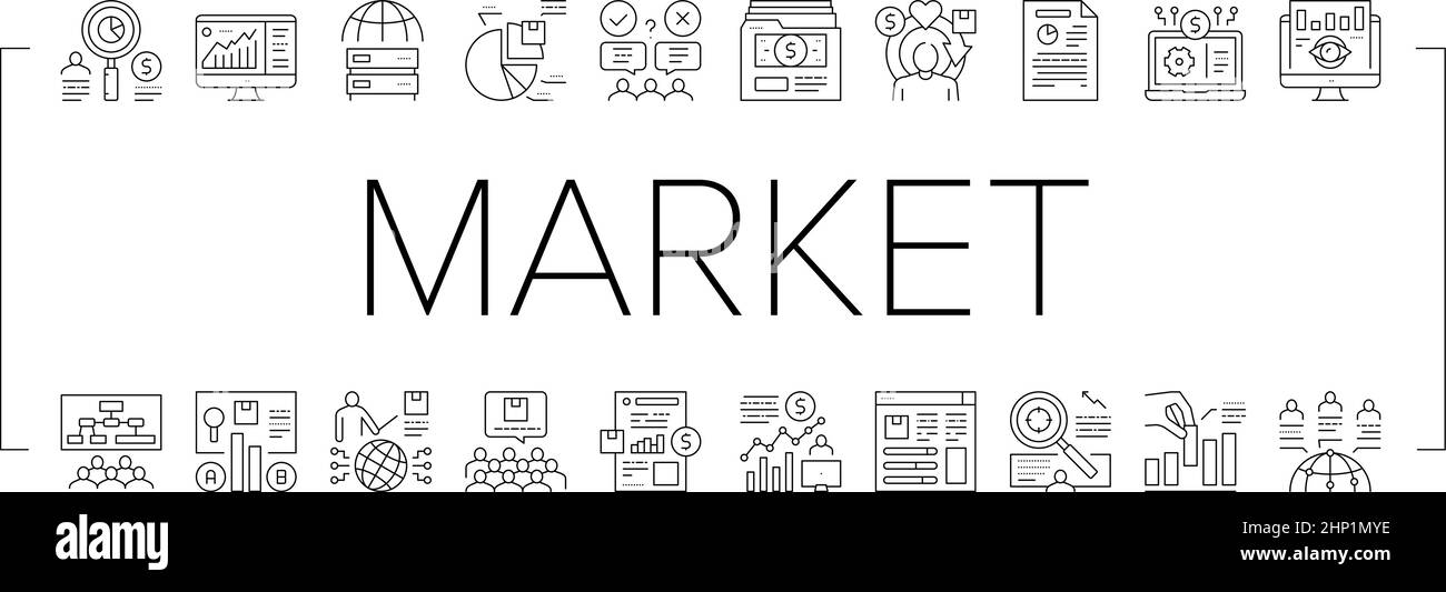 Market Research And Analysis Icons Set Vector Stock Vector Image & Art ...