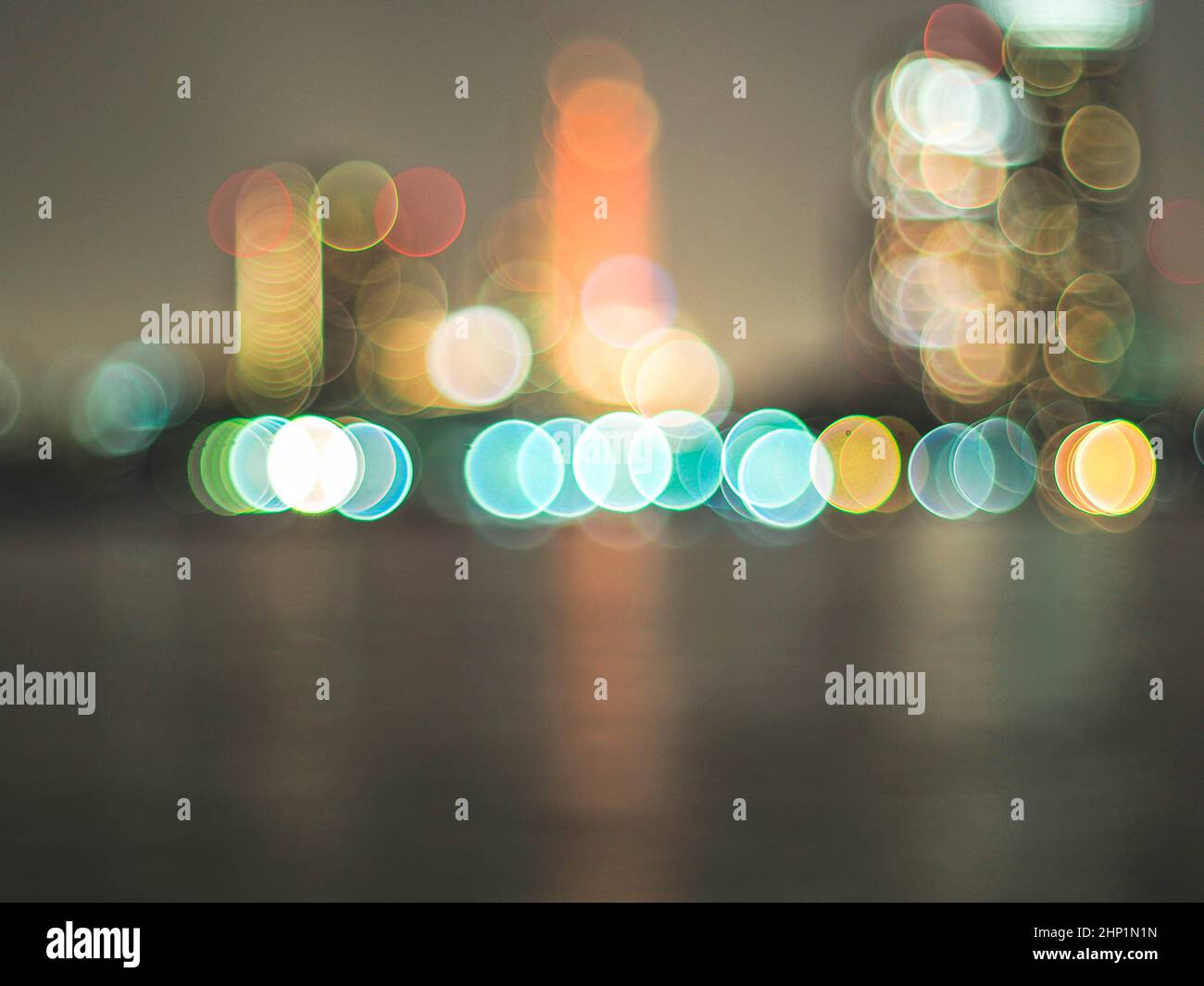 Bokeh city lights background. Bokeh of cityscape skyline during evening ...
