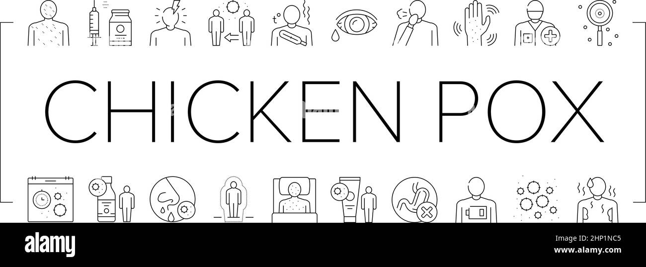 Chicken Pox Disease Collection Icons Set Vector Stock Vector Image ...