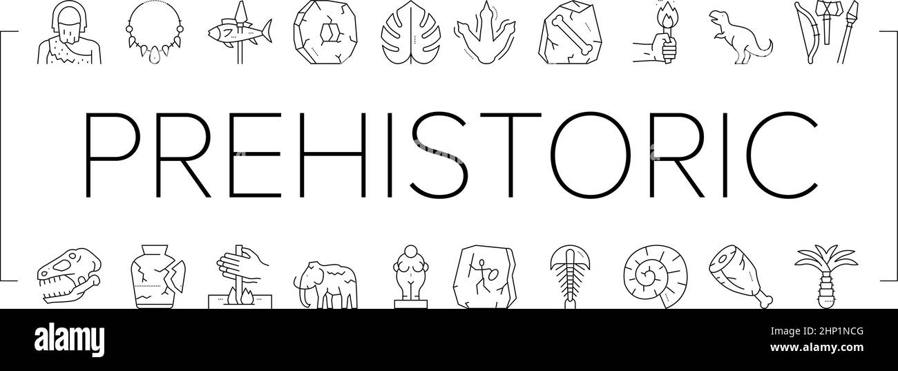 Prehistoric Period Collection Icons Set Vector Stock Vector Image & Art ...