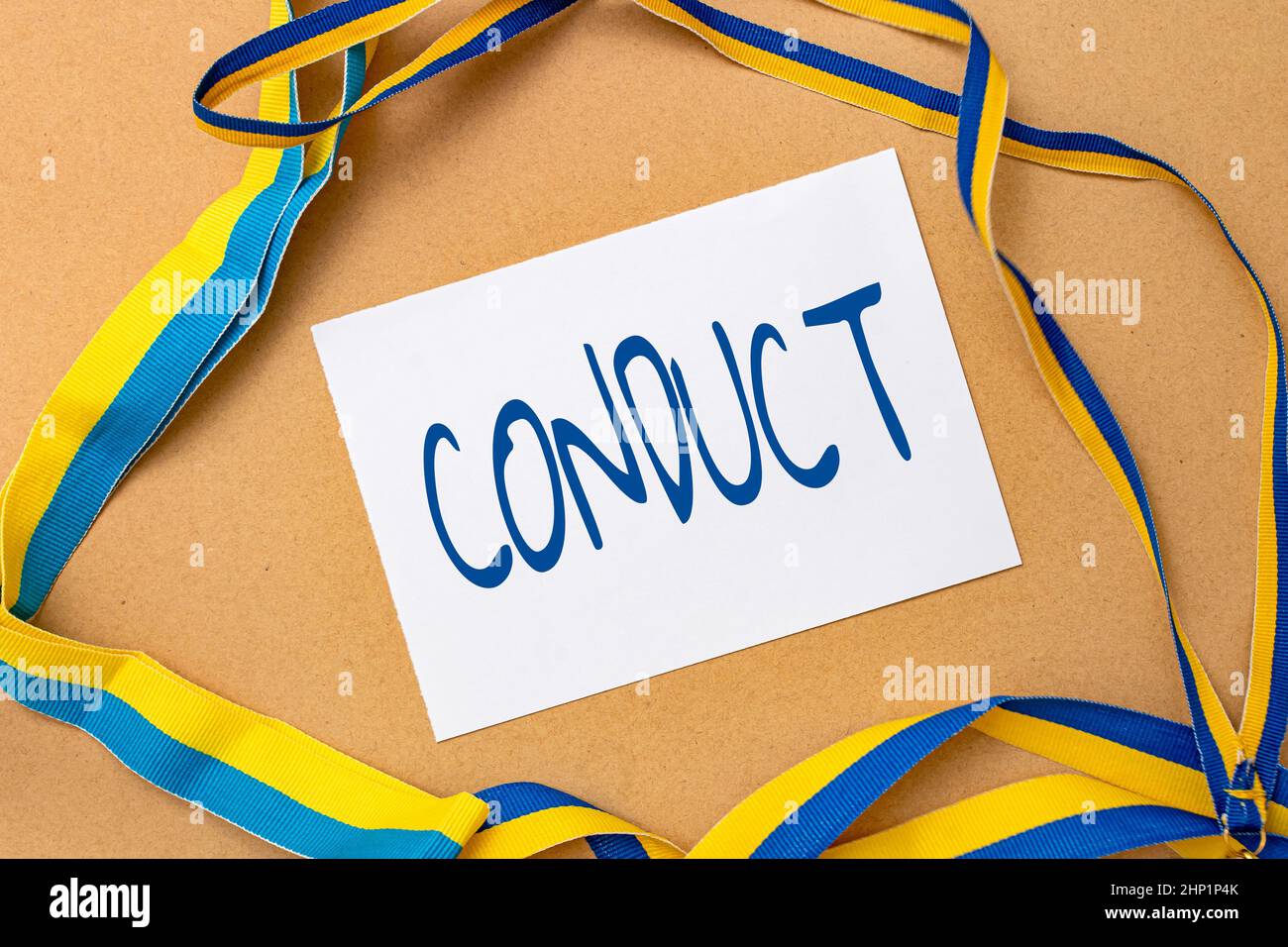 Hand writing sign Conduct, Word for manner in which an organization or ...