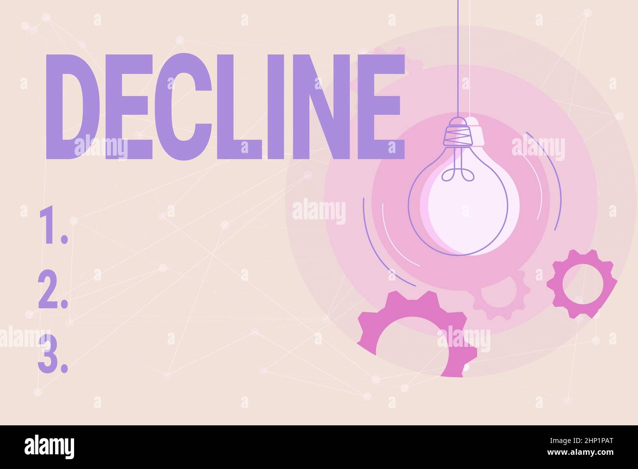 Sign displaying Decline, Business overview Become smaller fewer less ...