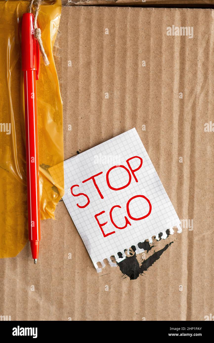 Conceptual caption Stop Ego, Business showcase Control your obsession ...