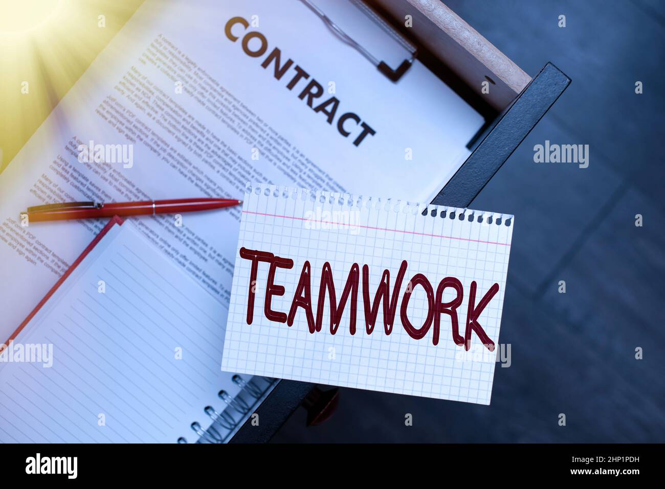 Writing displaying text Teamwork, Business showcase combined action of ...