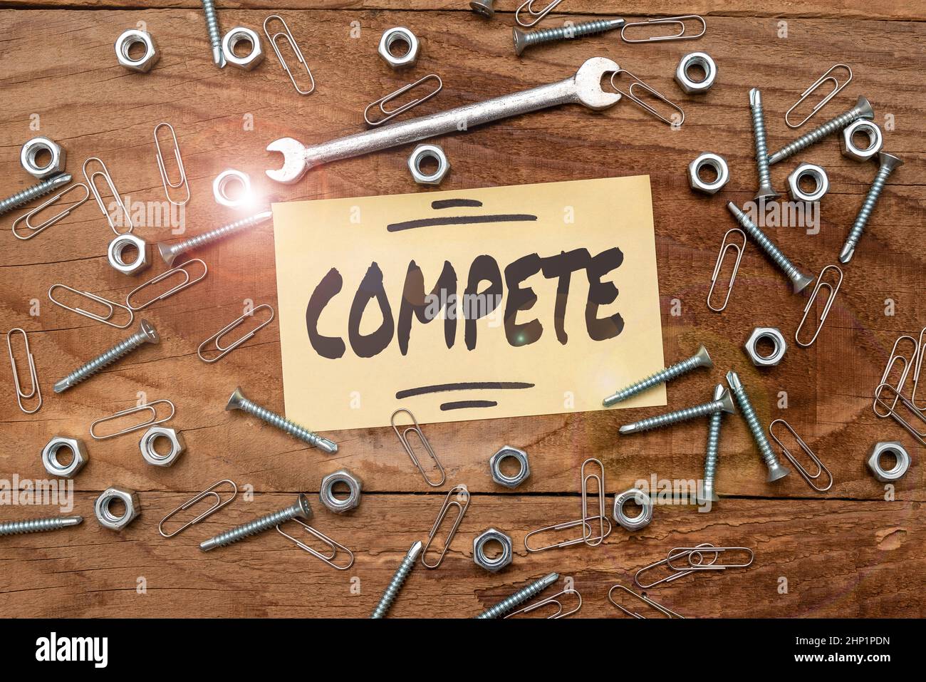 Text sign showing Compete, Business idea win something by defeating or ...