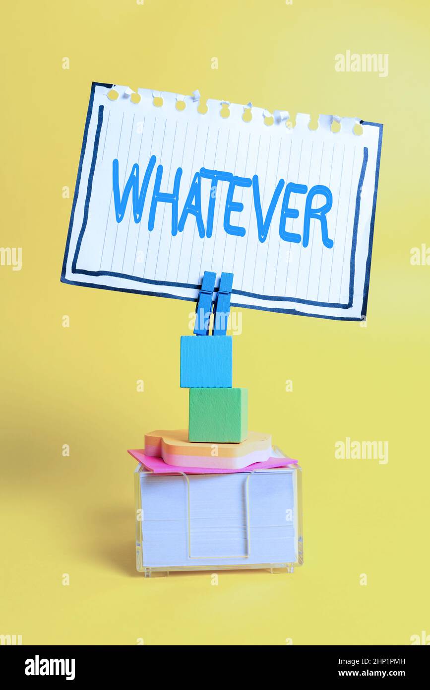 Conceptual caption Whatever, Business showcase used to emphasize a lack ...