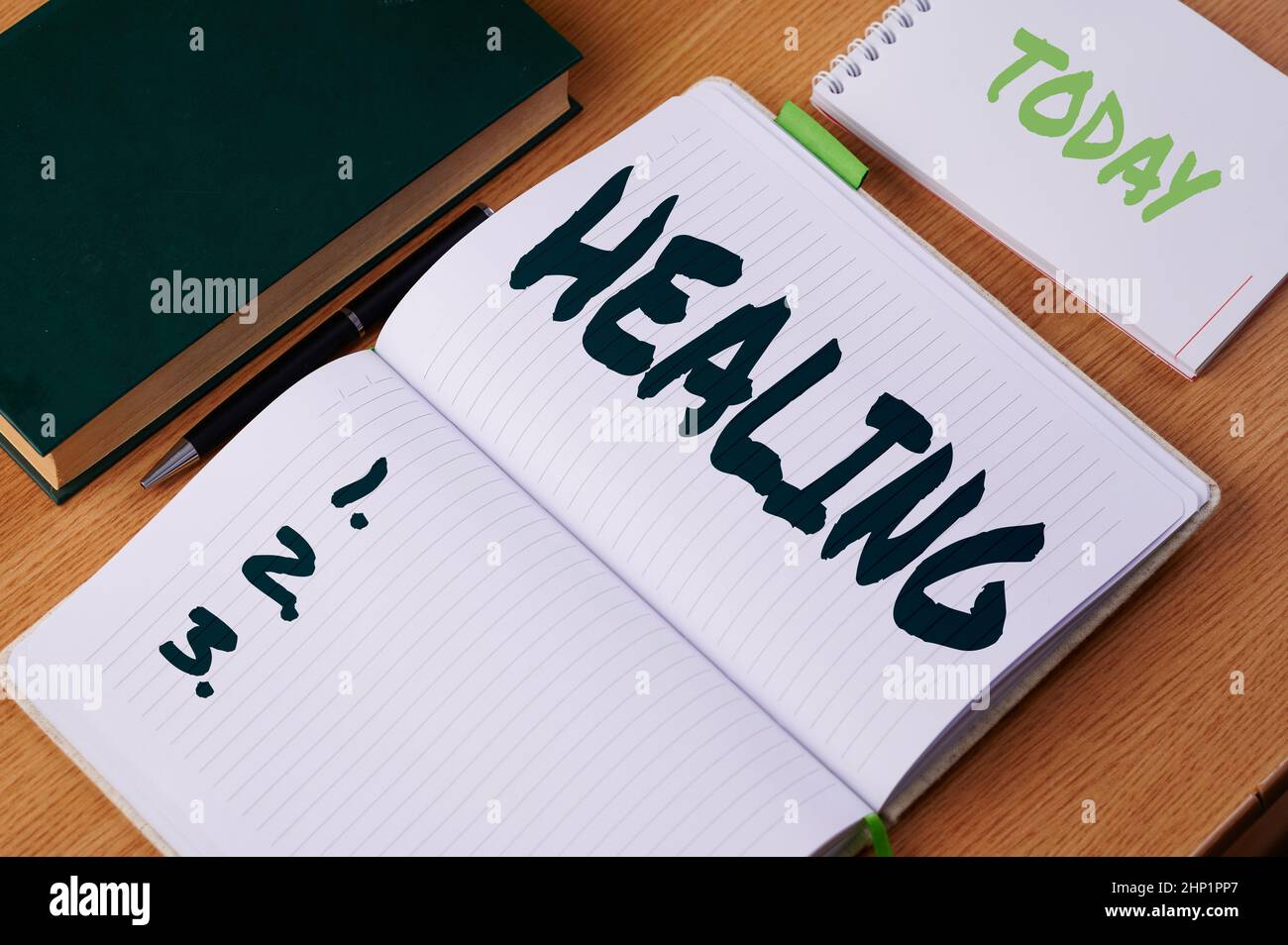 Writing displaying text Healing, Concept meaning process of making or ...