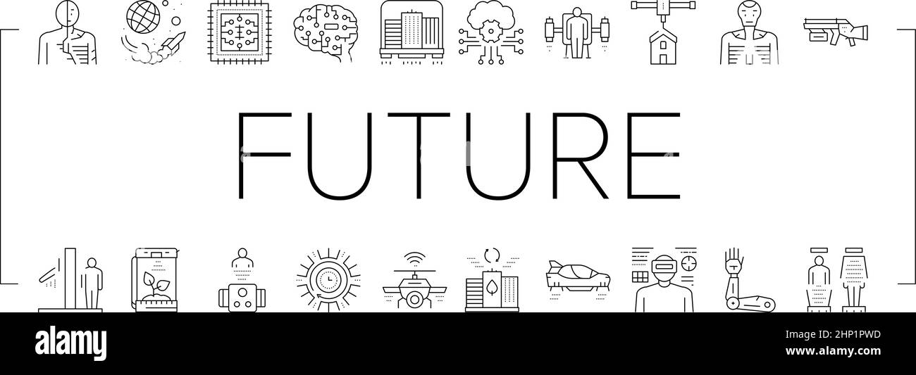 Future Life Devices Collection Icons Set Vector Stock Vector Image ...