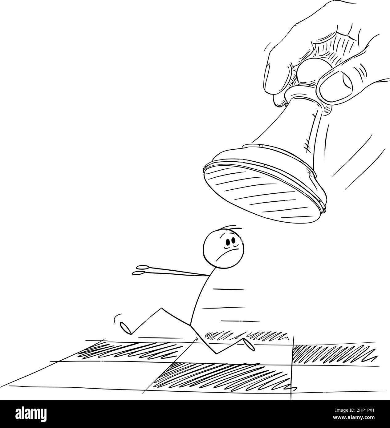 Person or Businessman in Dangerous Chess Game , Vector Cartoon Stick ...