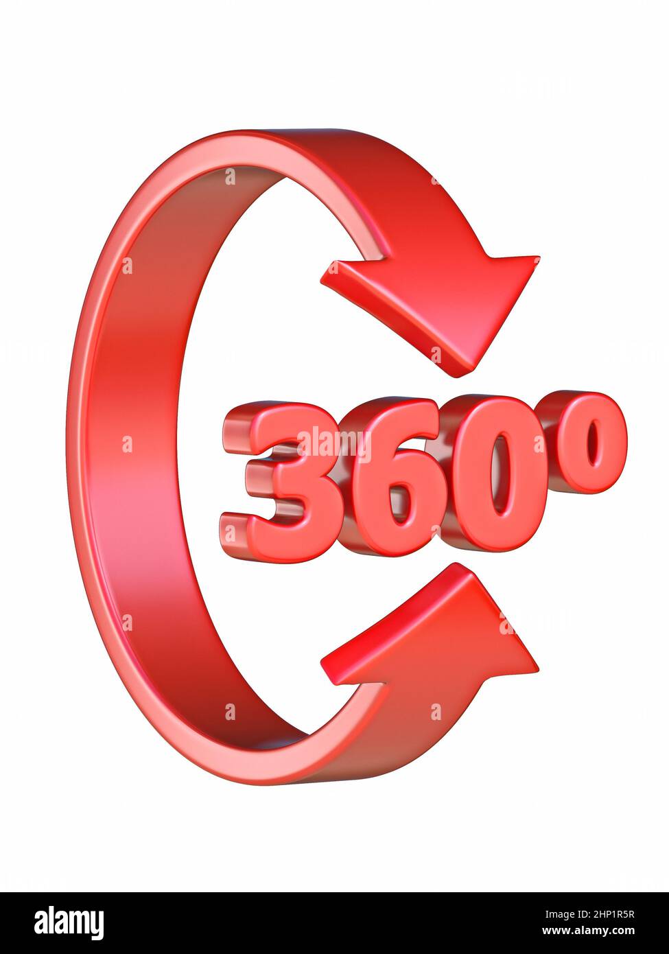 Red 360 degree vertical rotation icon 3D rendering illustration ...