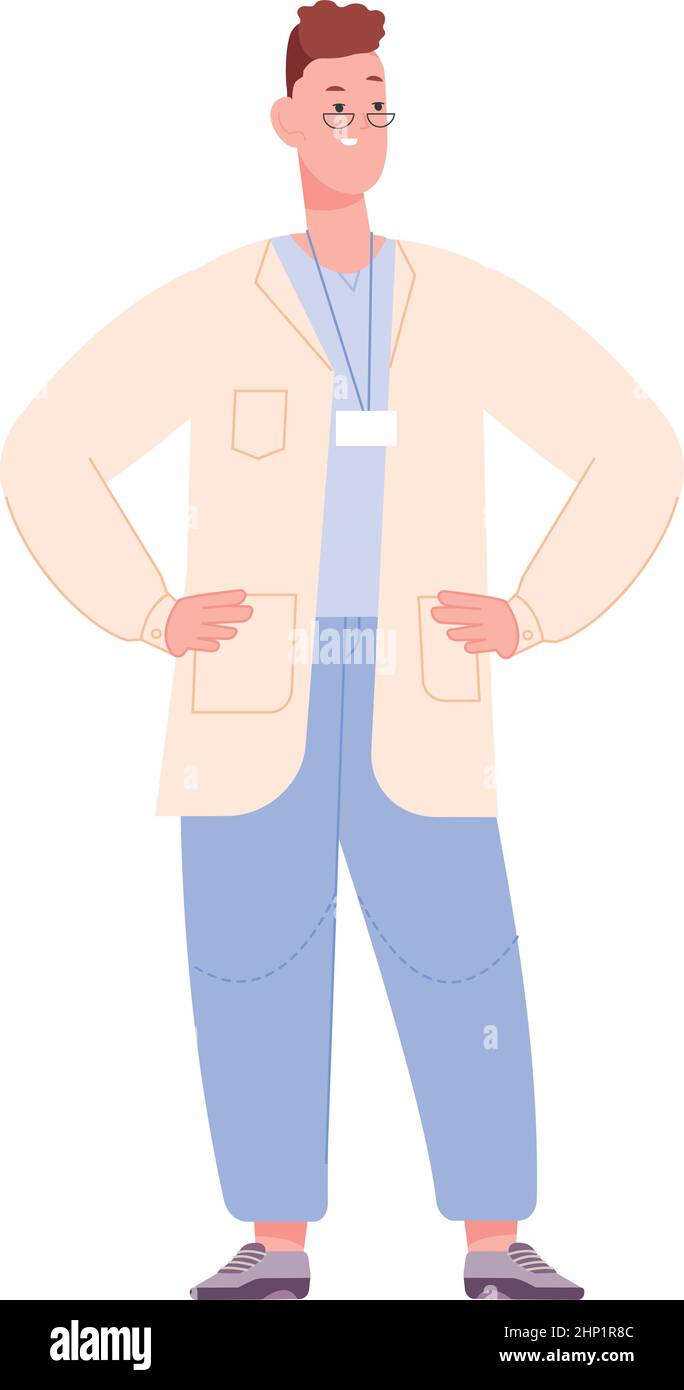 Cheerful doctor character. Smiling happy medical worker isolated on ...