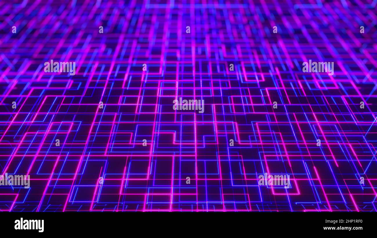 Geometric curved lines in 3d render of abstract web corridors ...