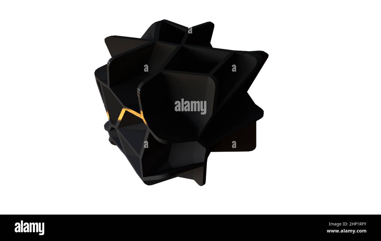 Digital warp 3d render of box with geometric kinks and bulging textures ...