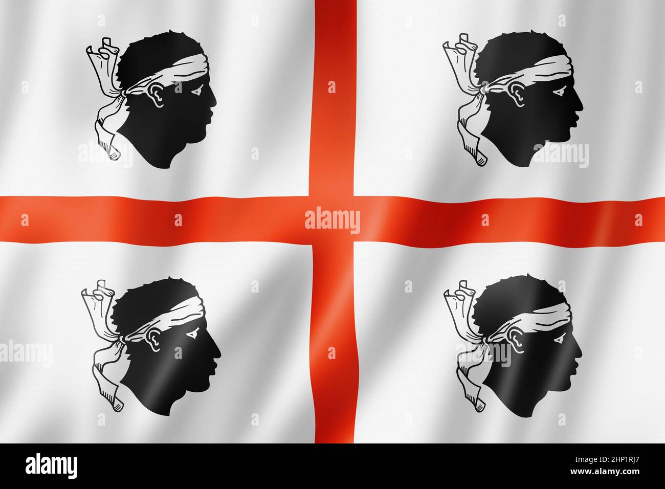Sardinia region flag, Italy waving banner collection. 3D illustration ...