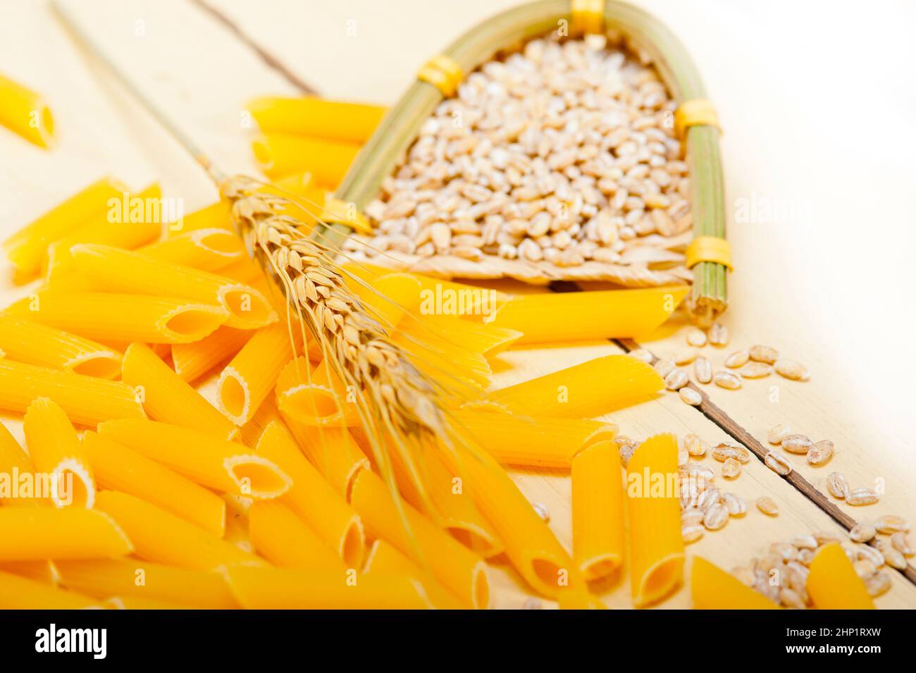 short Italian pasta penne with durum wheat grains Stock Photo - Alamy