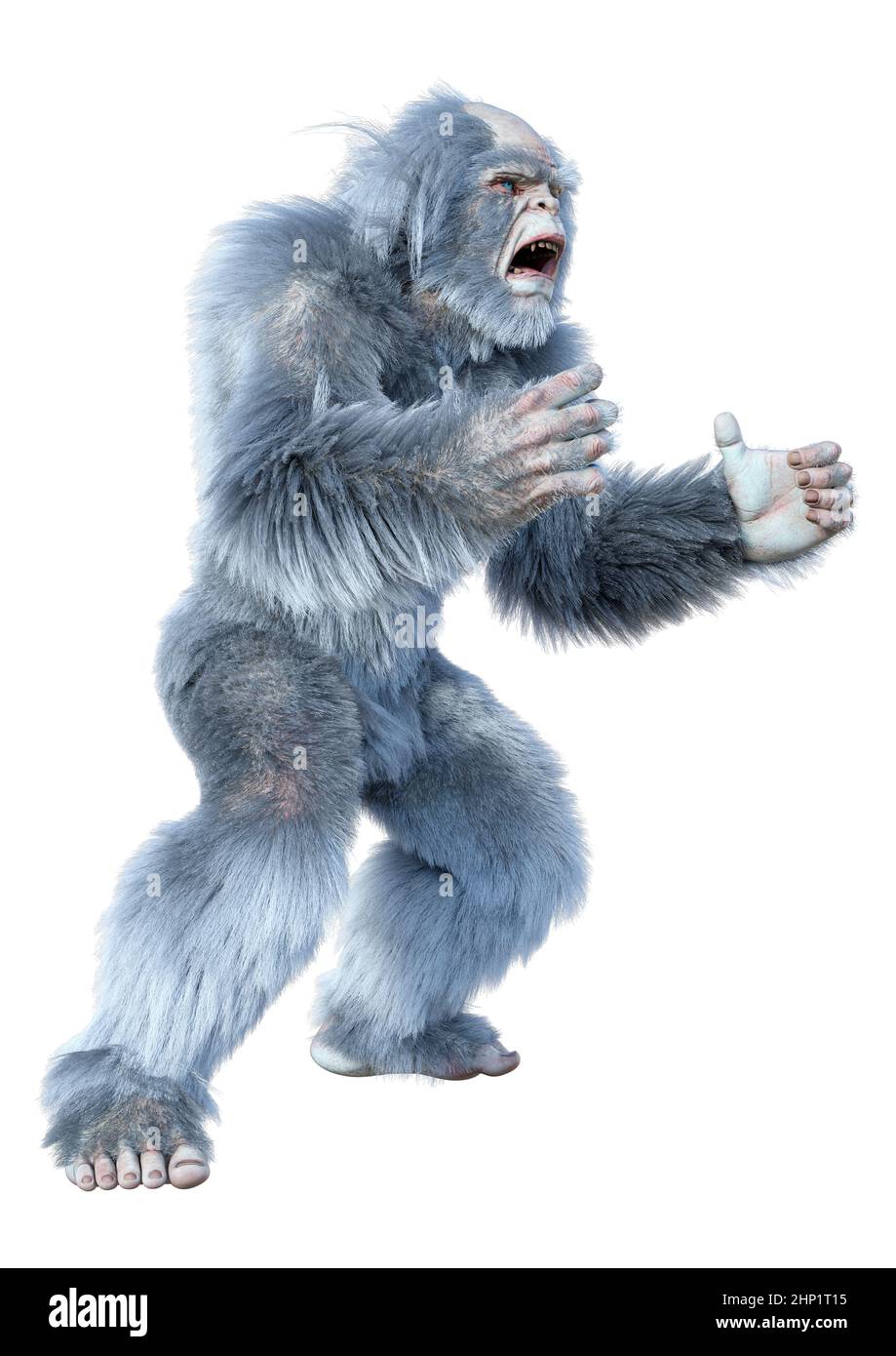 3D rendering of a fantasy creature yeti isolated on white background ...