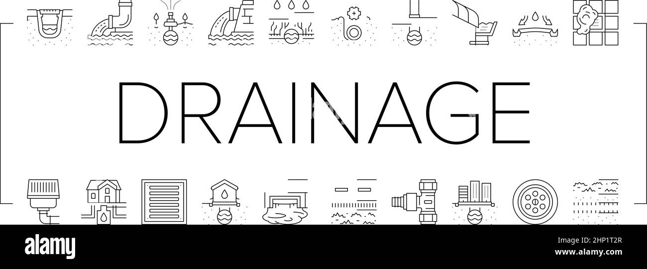 Drainage Water System Collection Icons Set Vector Stock Vector Image ...