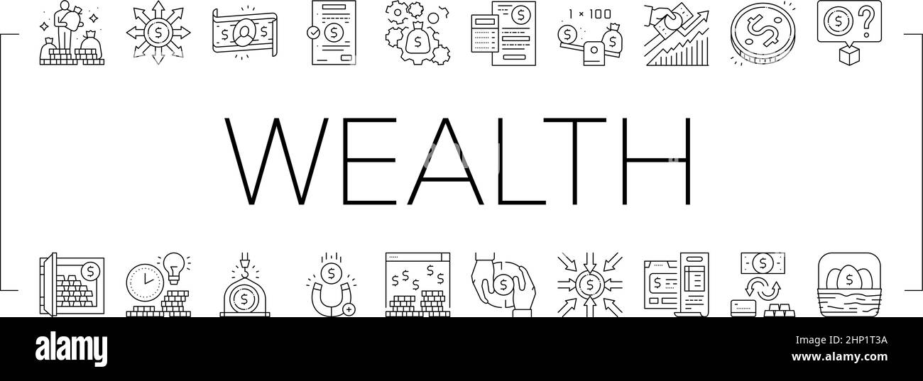 Wealth Finance Capital Collection Icons Set Vector Stock Vector Image ...