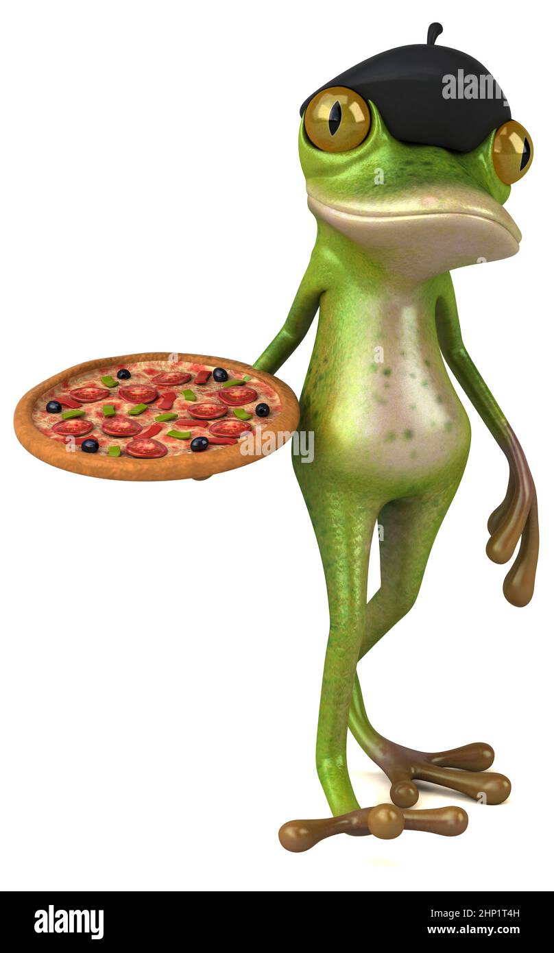 Fun french frog - 3D Illustration Stock Photo - Alamy