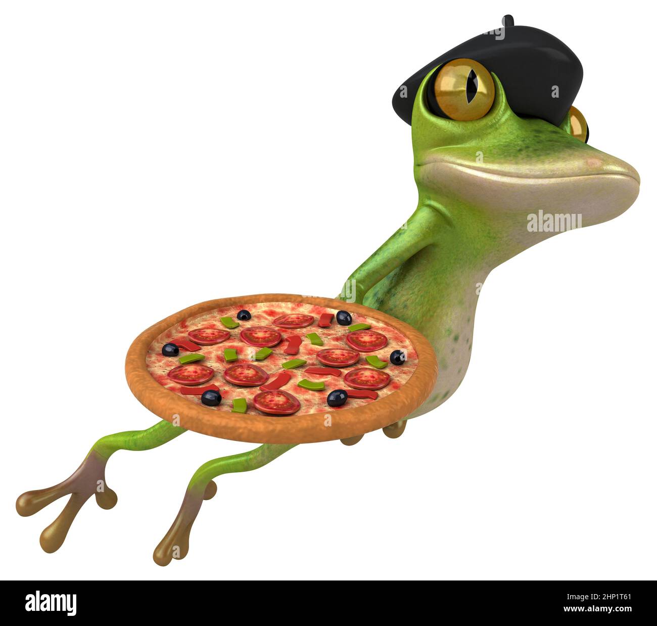Fun french frog - 3D Illustration Stock Photo - Alamy