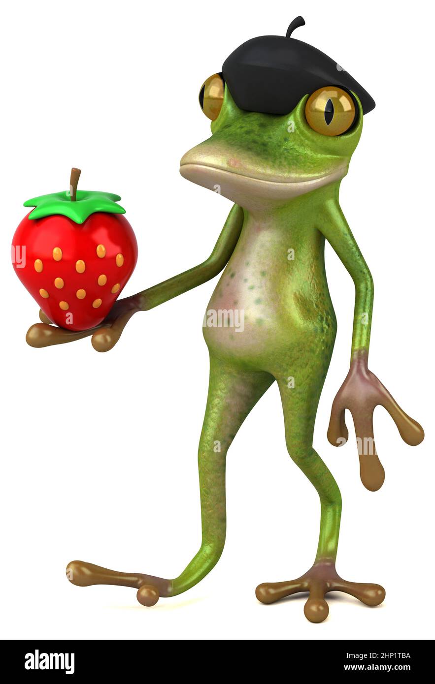 Fun french frog - 3D Illustration Stock Photo - Alamy