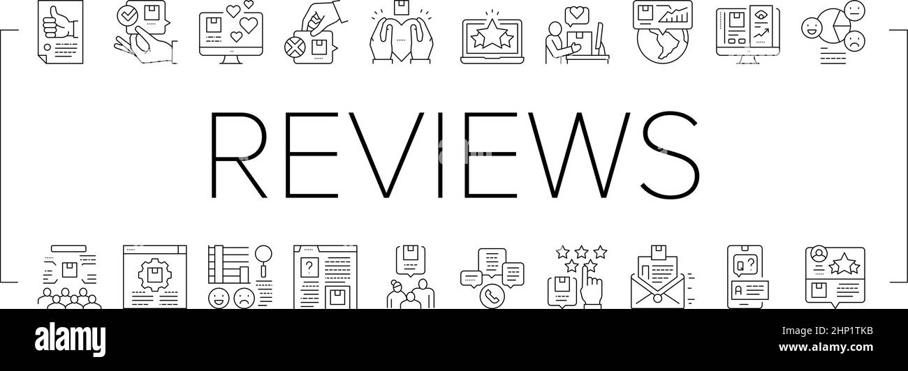Reviews Of Customer Collection Icons Set Vector Stock Vector Image ...