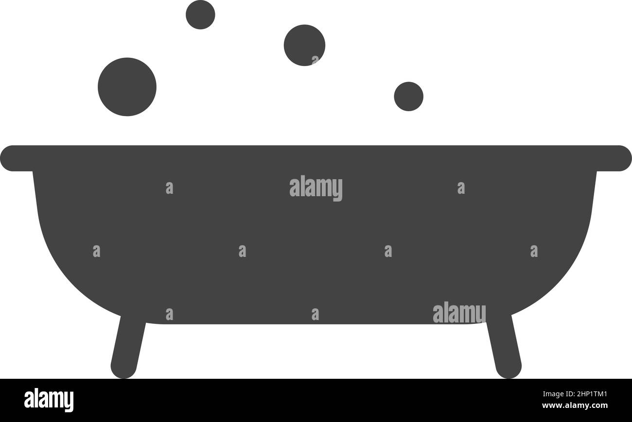 Bathtub black icon. Bubble bath symbol. Relaxing sign isolated on white ...