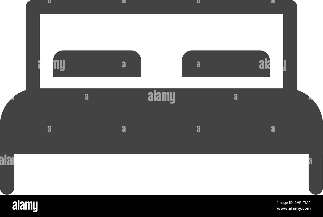 Double bed icon. Bedroom symbol. Hotel sign isolated on white ...