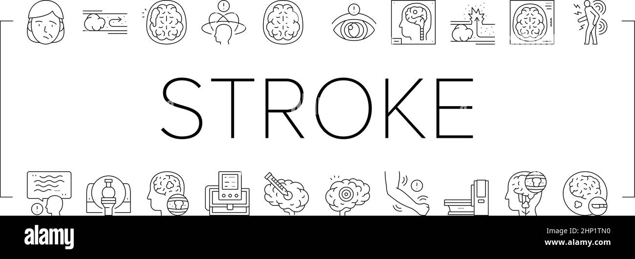 Stroke Health Problem Collection Icons Set Vector Stock Vector Image ...