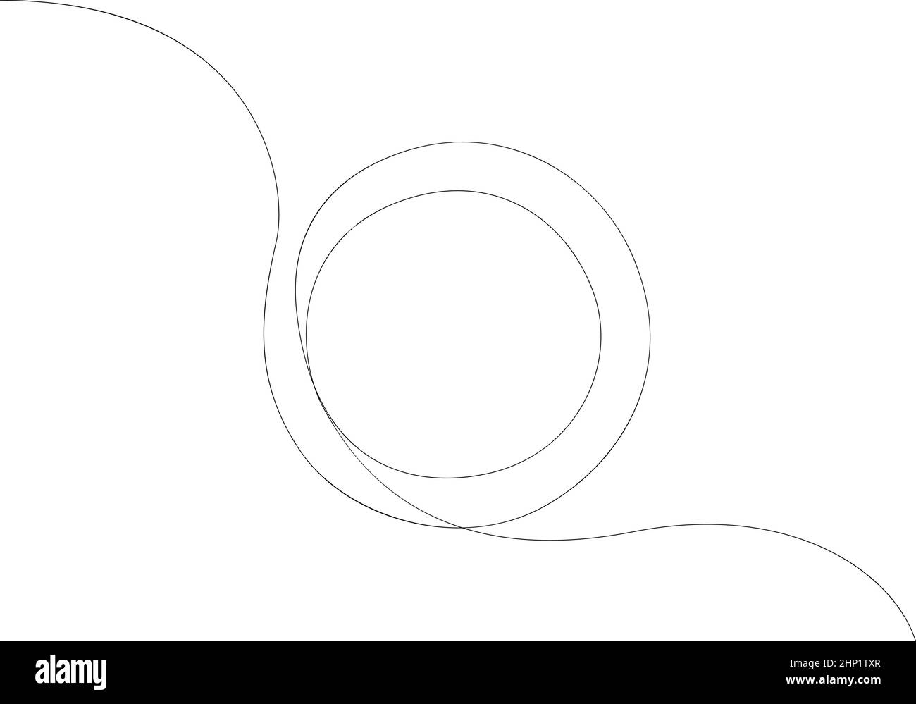 Template for round contour emblem. One continuous line drawing. Thin ...