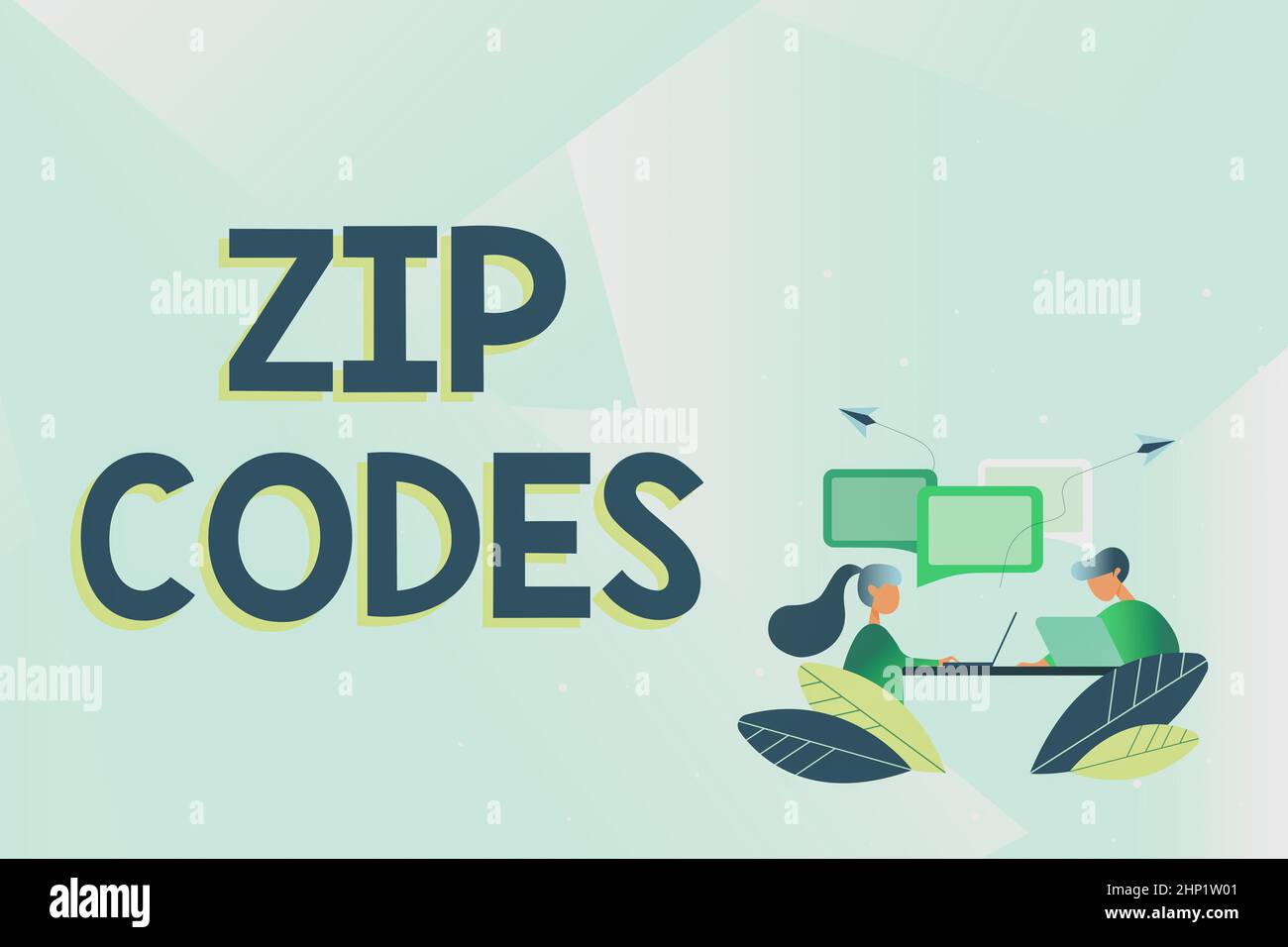 Sign displaying Zip Codes, Internet Concept numbers added to a postal ...