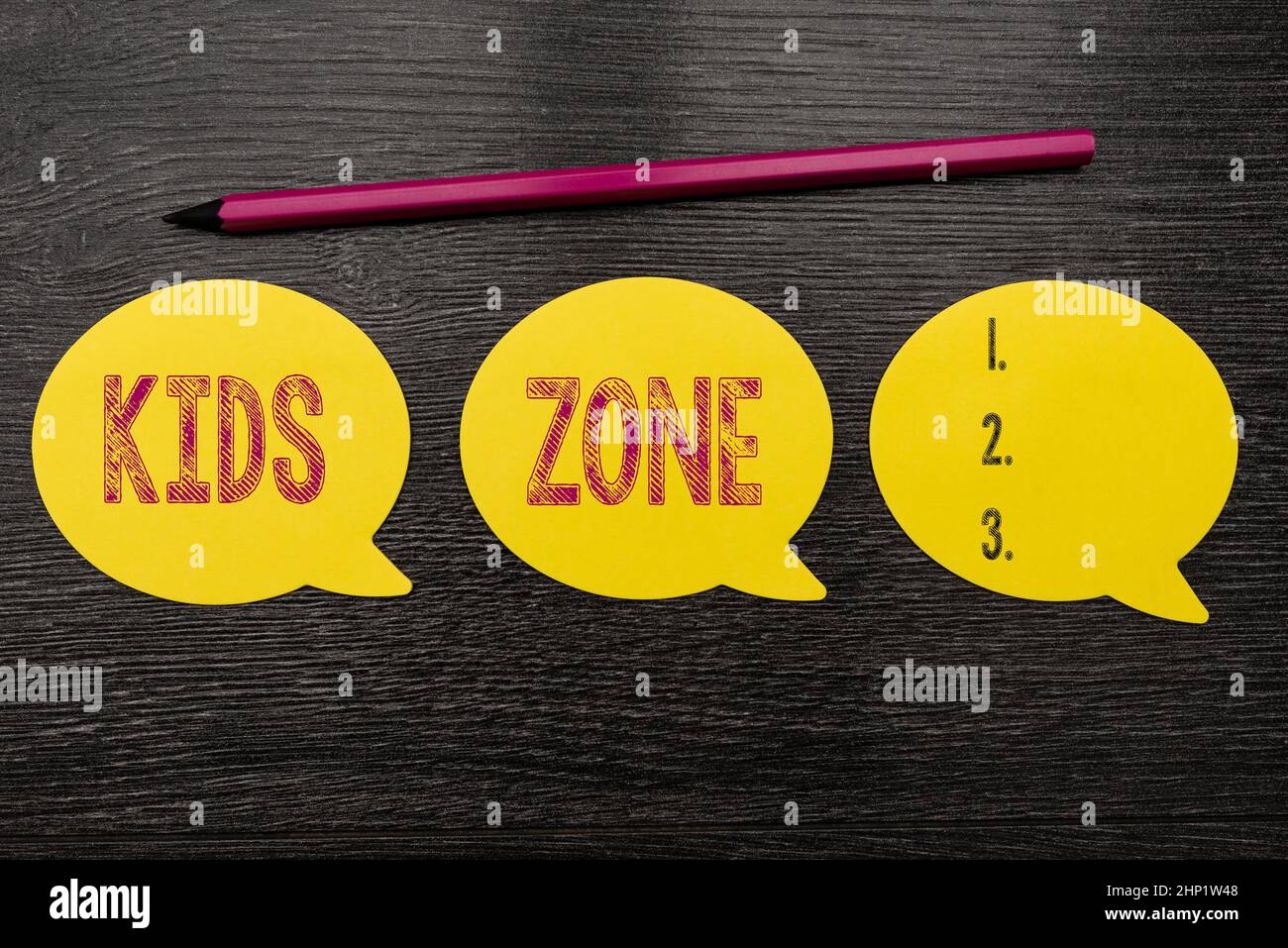 Sign displaying Kids Zone, Word Written on An area or a region designed ...