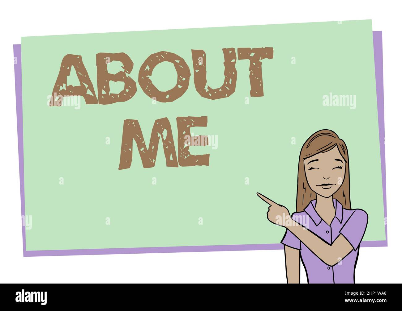 Writing displaying text About Me, Business overview telling someone ...