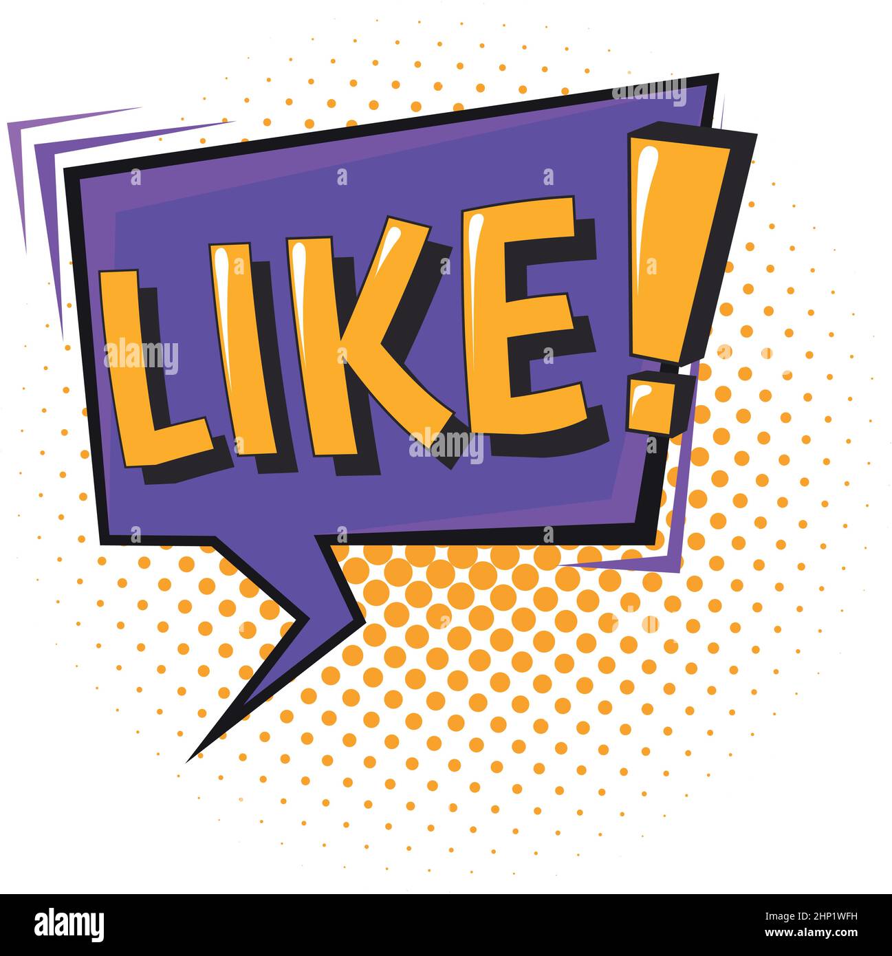 Like mesage frame in pop art style with halftone shadow effect isolated ...